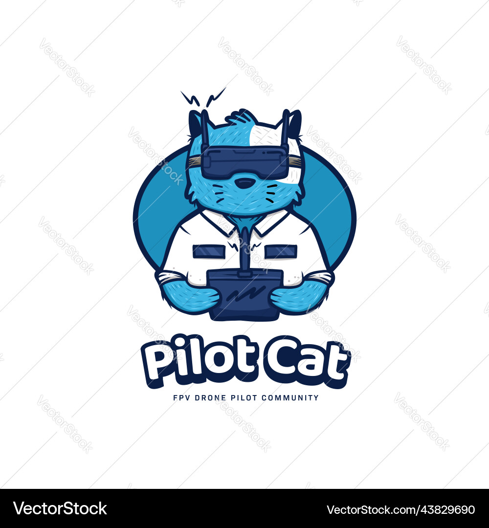 Pilot cat fpv drone community logo icon – Royalty-Free Vector | VectorStock