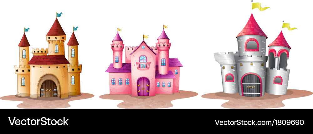 Three different castles Royalty Free Vector Image