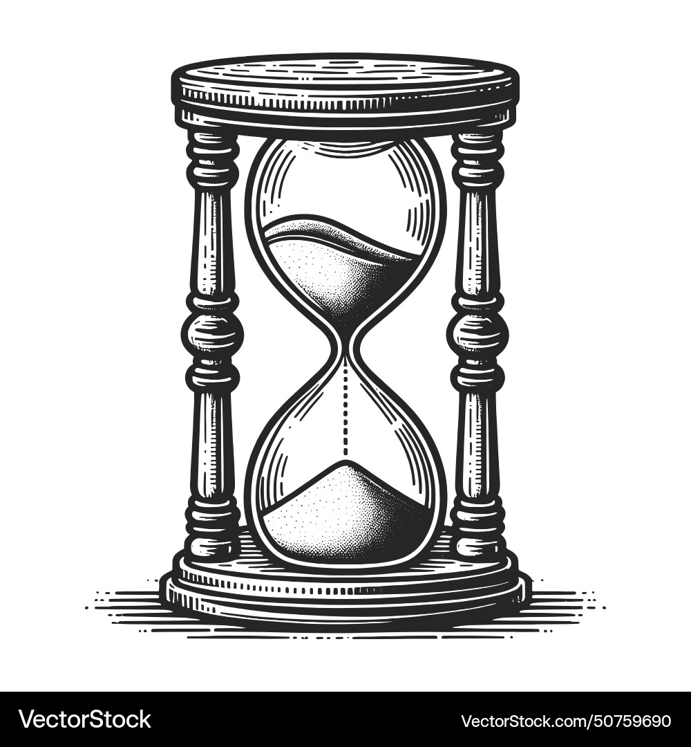 Vintage hourglass engraving Royalty Free Vector Image