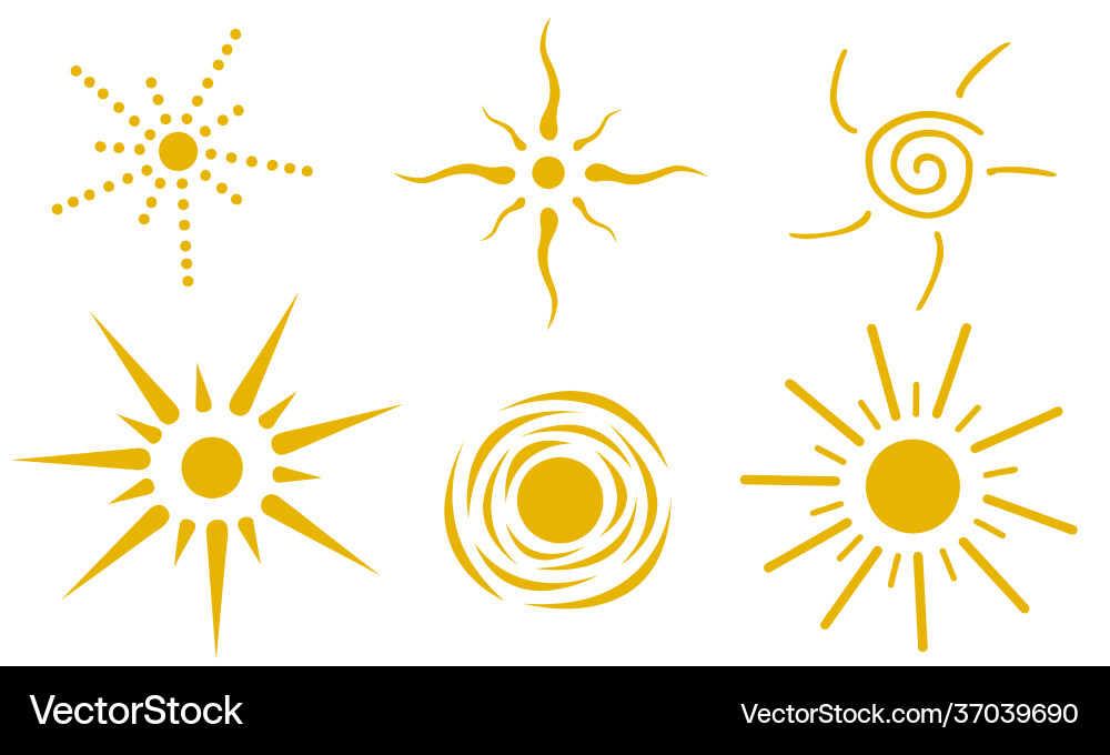 Yellow sun Royalty Free Vector Image - VectorStock
