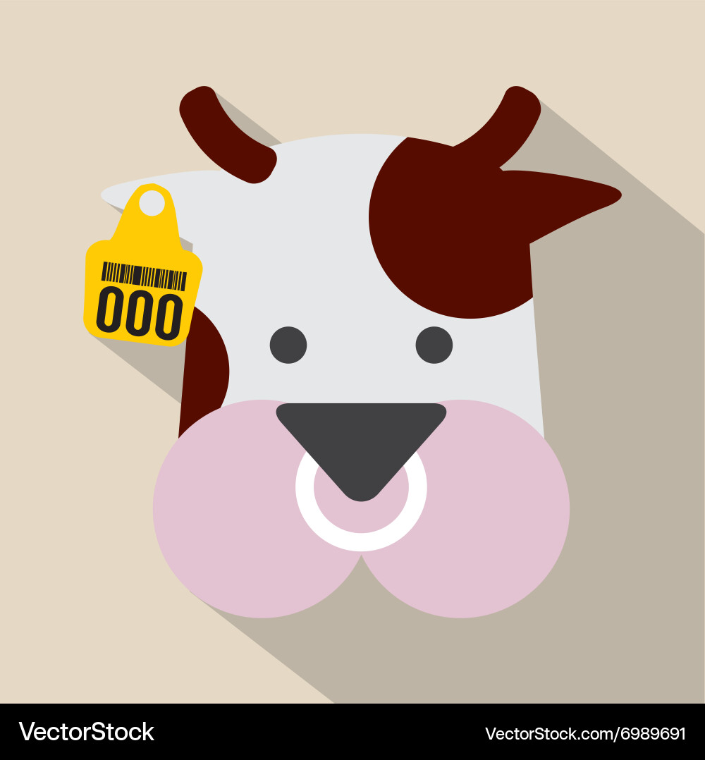 Cute cow head with ear tag Royalty Free Vector Image