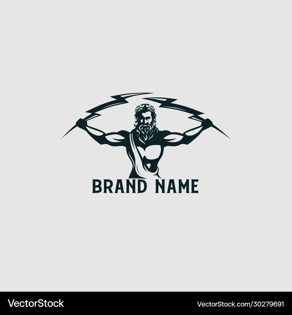 God zeus holding thunder logo Royalty Free Vector Image