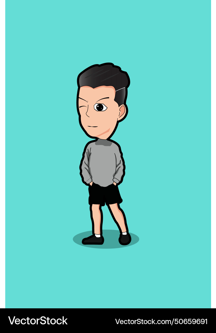 Happy man showing silence cartoon Royalty Free Vector Image