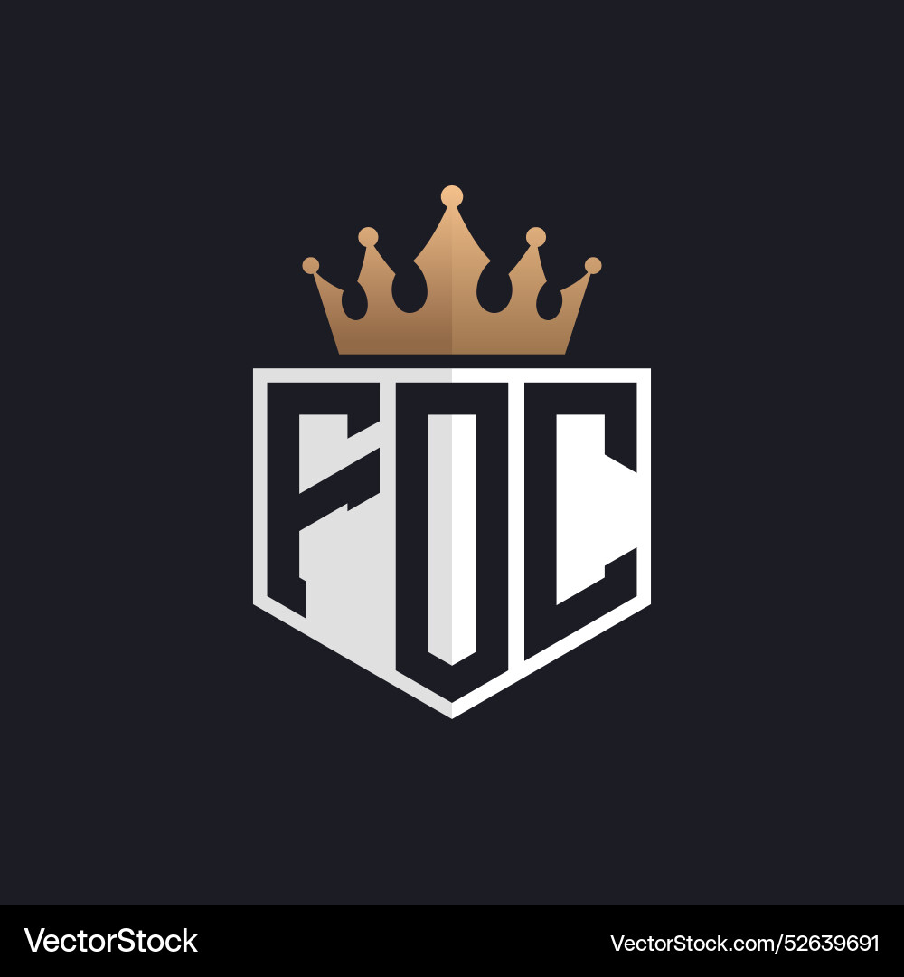 Luxury foc logo with crown elegant initials Vector Image