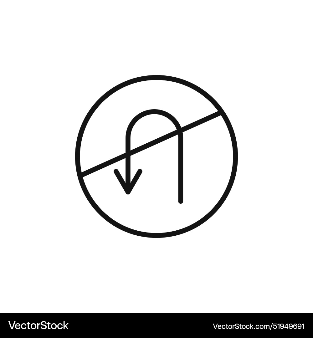 No u turn sign logo sign outline Royalty Free Vector Image