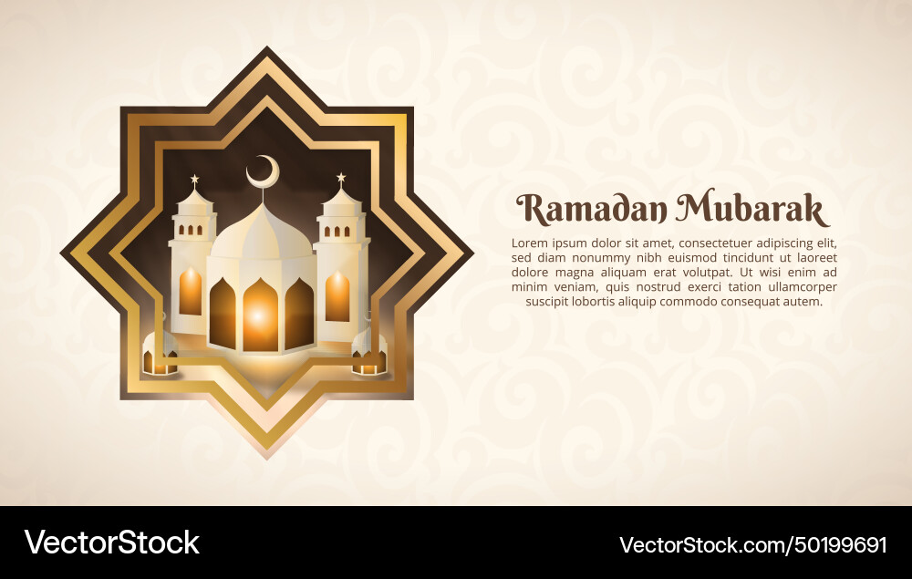 Ramadan mubarak with a mosque inside an islamic Vector Image