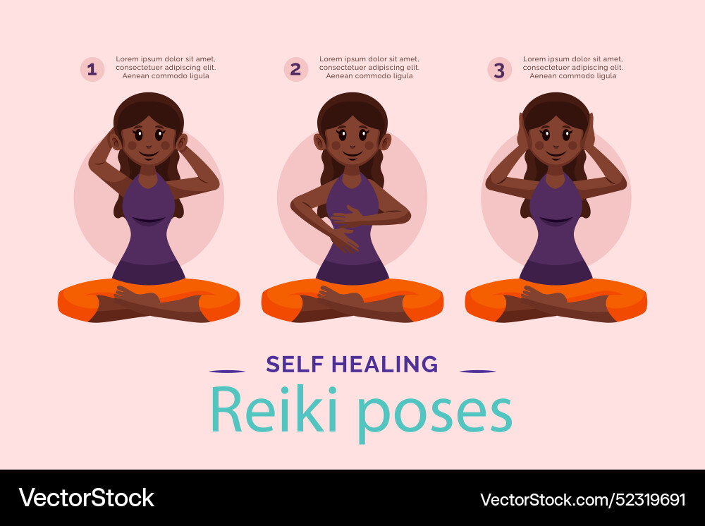Self-healing reiki poses Royalty Free Vector Image