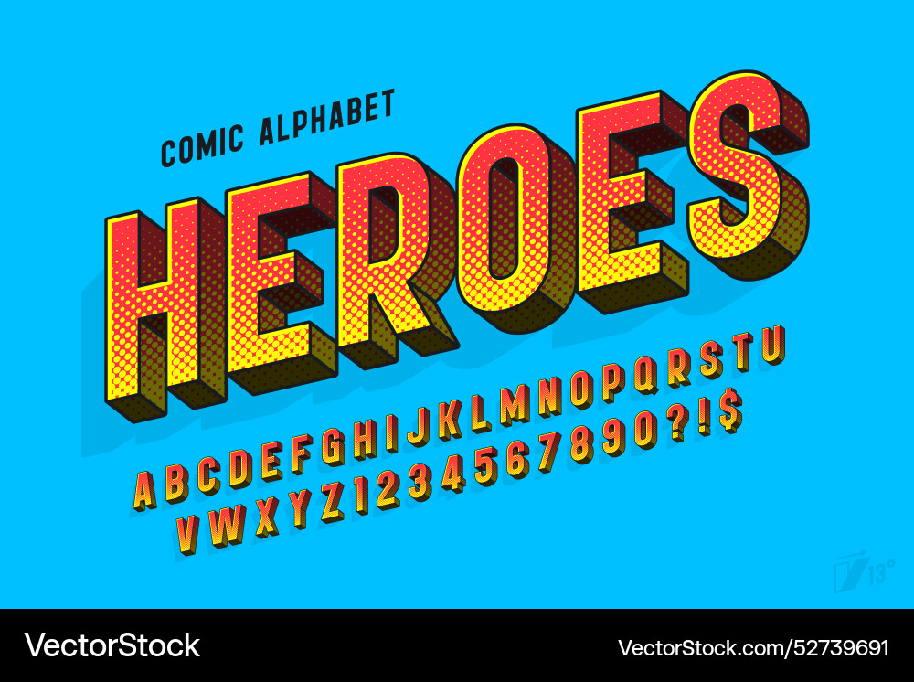 Trendy bubble comical alphabet design colorful Vector Image