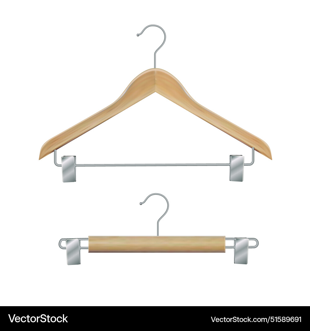 Wooden coat hanger clothes realistic Royalty Free Vector