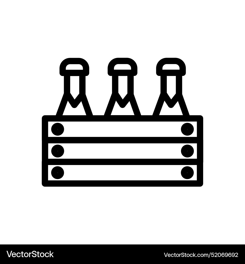 Beer bottles in basket icon for beverage Vector Image