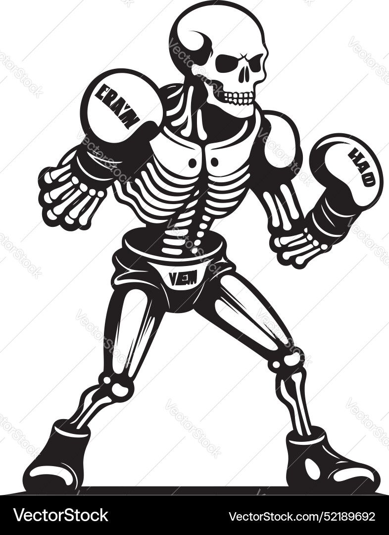 Bone bruiser skeleton boxer black logo deathly Vector Image