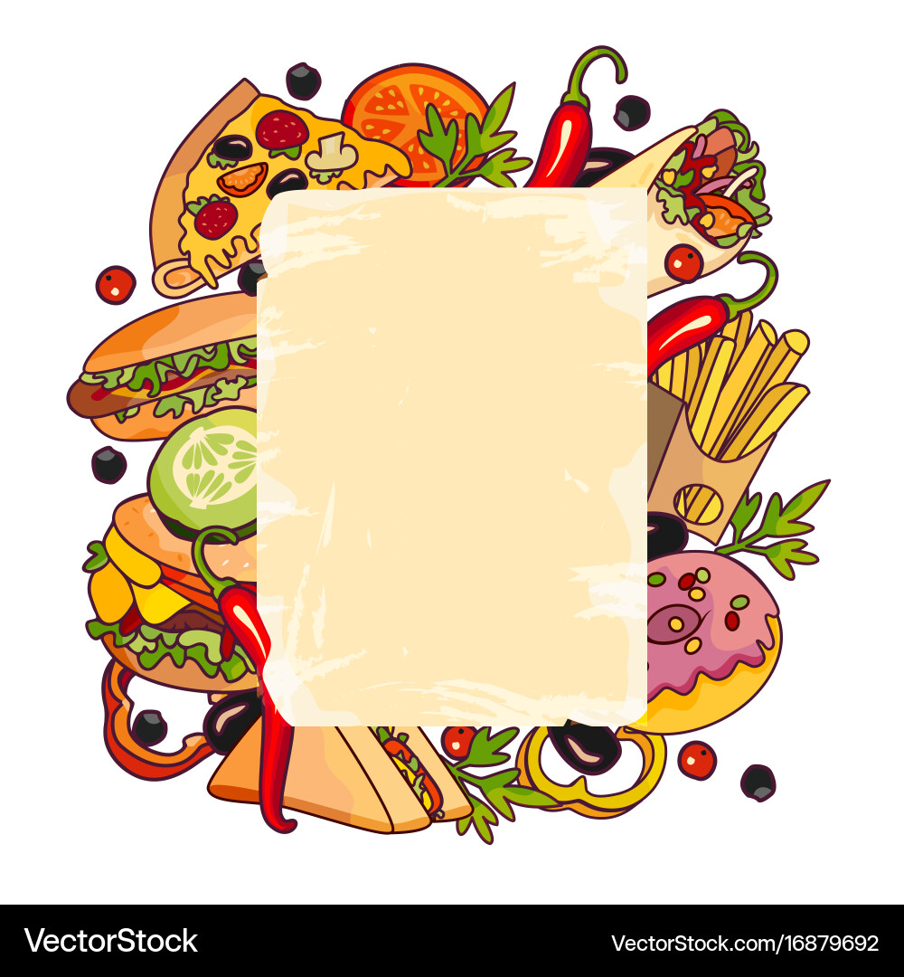 Cartoon flat fast food template isolated Vector Image