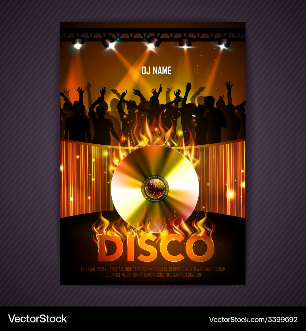 Disco background poster Royalty Free Vector Image