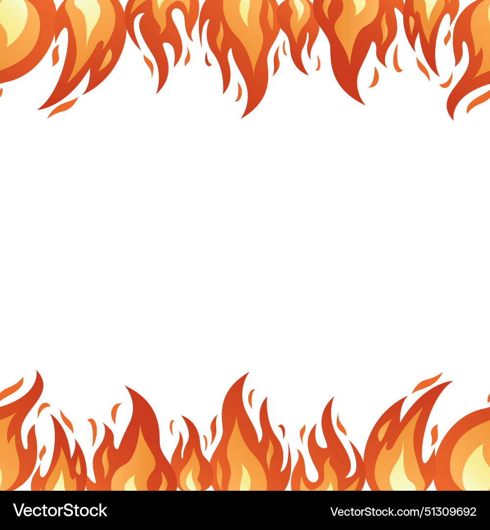 Fire flame seamless double sided border Royalty Free Vector