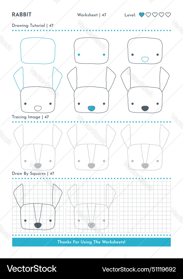 How to draw doodle animal rabbit cartoon Vector Image