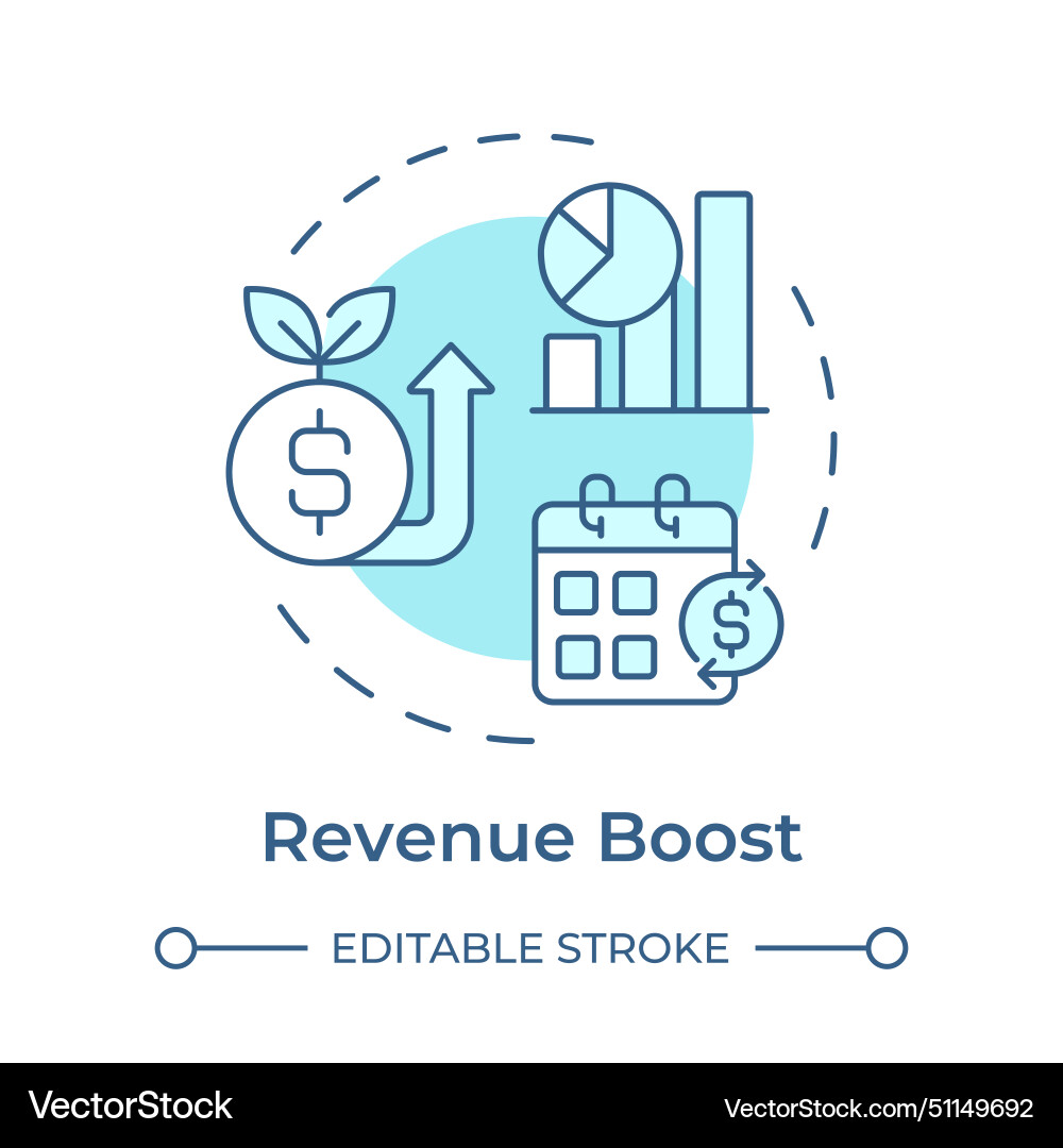 Revenue boost soft blue concept icon Royalty Free Vector