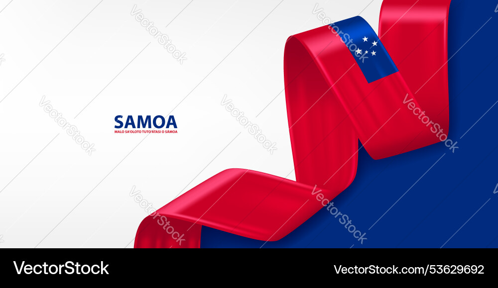 Samoa 3d ribbon flag Royalty Free Vector Image
