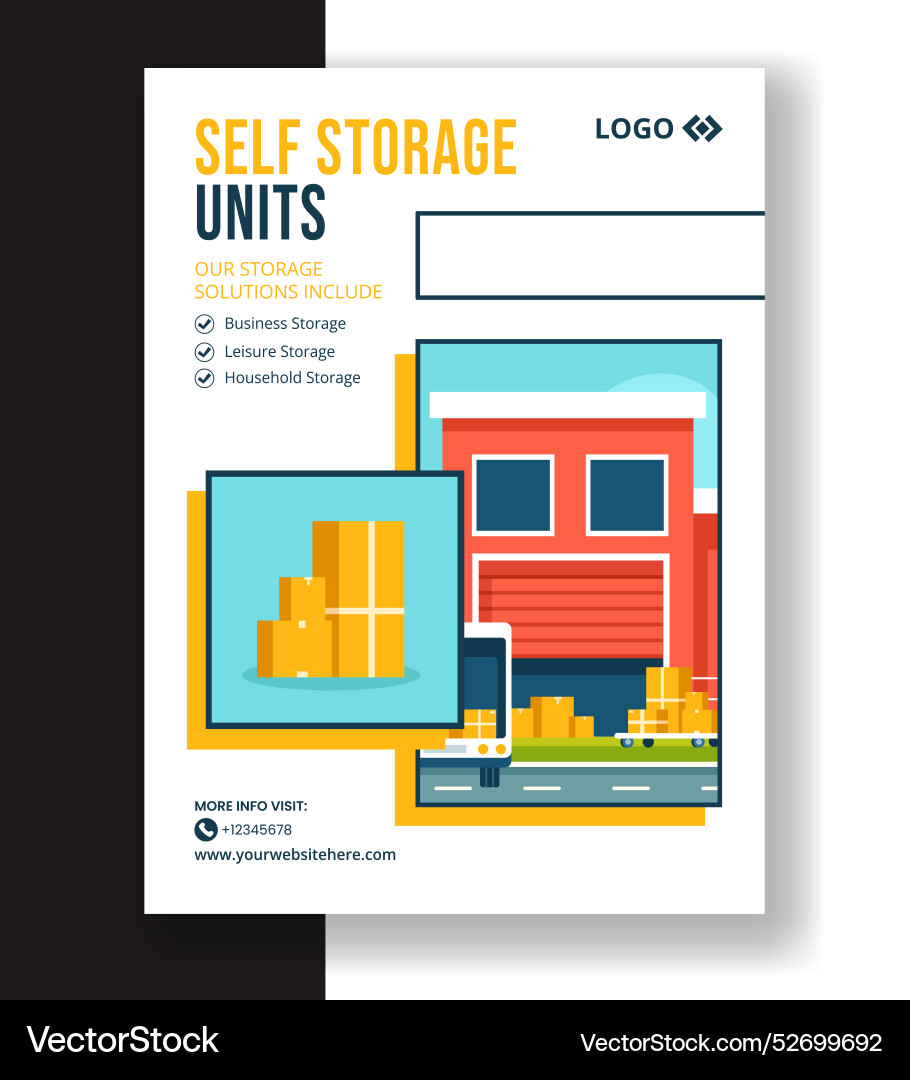 Self storage vertical poster flat cartoon hand Vector Image