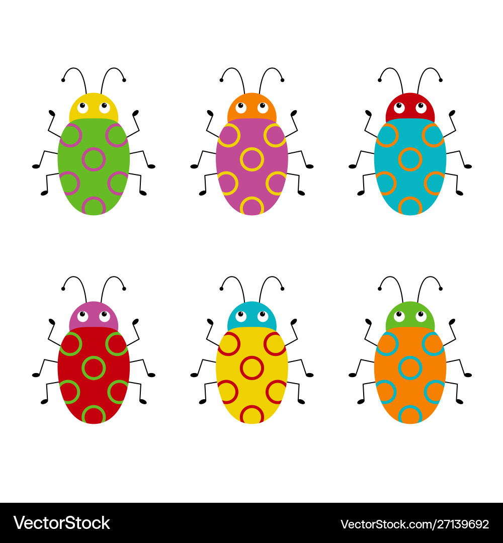 Set cute cartoon insects different Royalty Free Vector Image