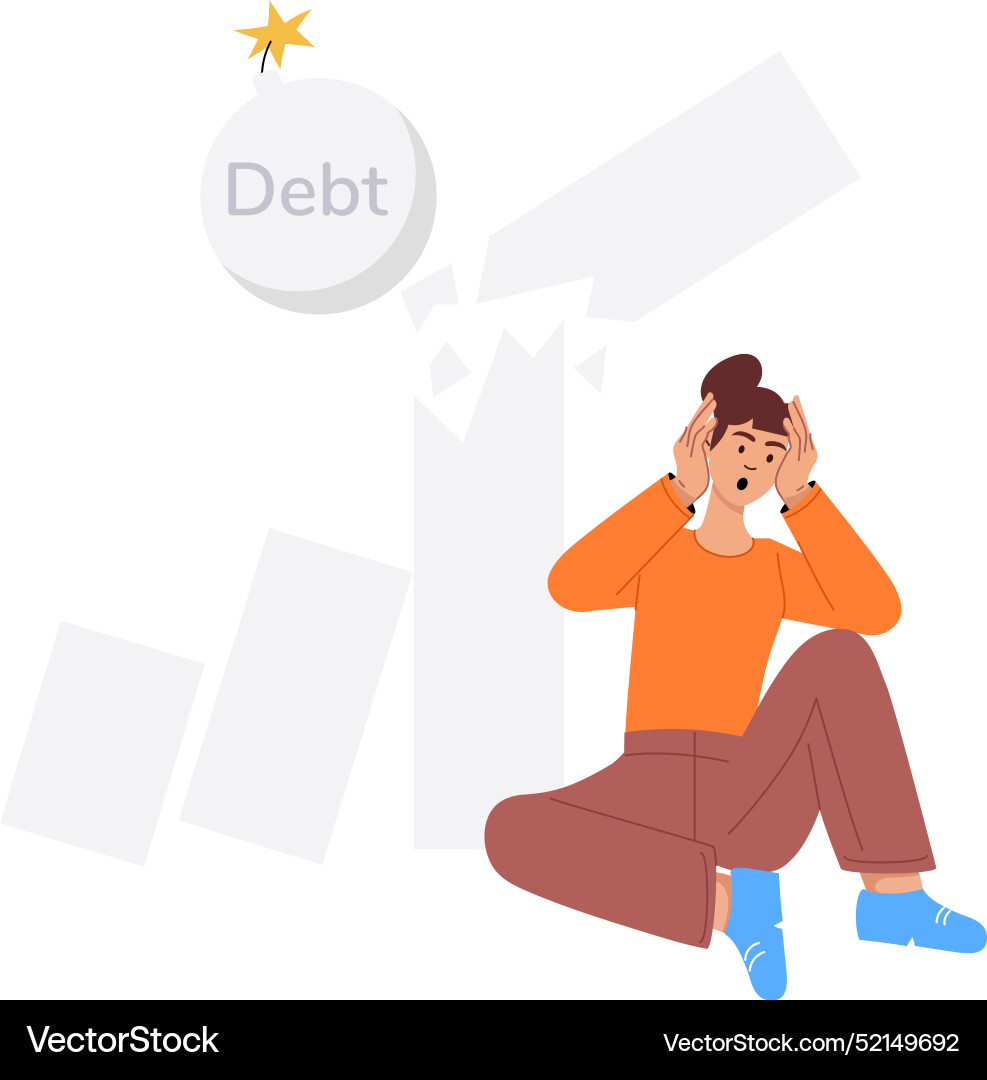 Weba flat style of debt Royalty Free Vector Image
