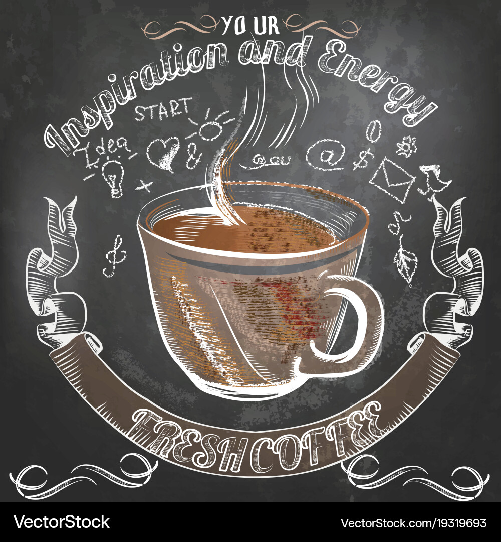 Coffee poster with hand drawn mug Royalty Free Vector Image