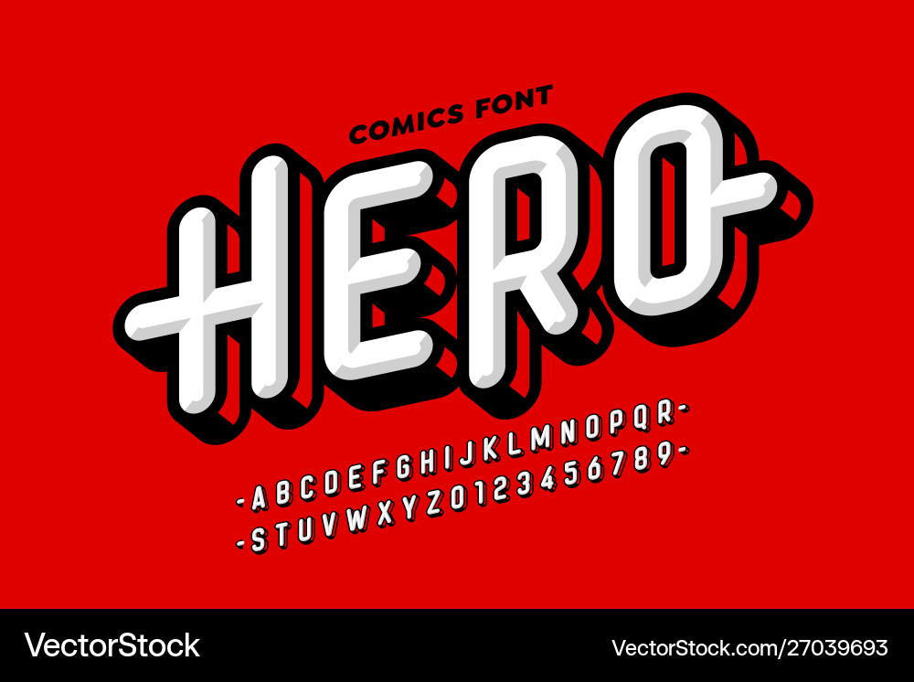 Comics super hero style font Royalty Free Vector Image