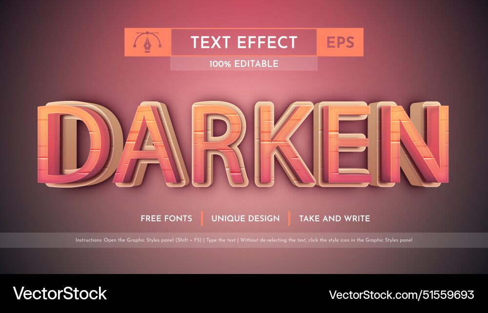 Dark night - editable text effect font style Vector Image