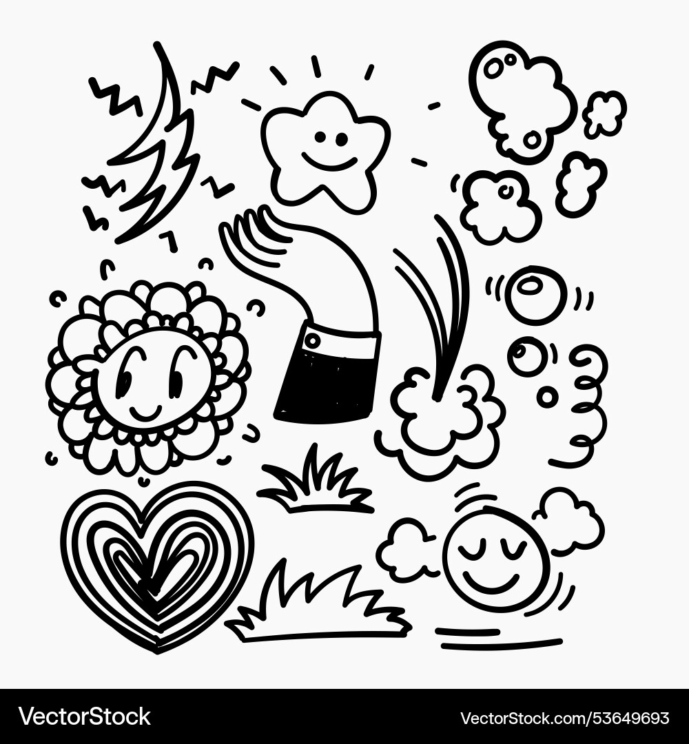 Hand drawn doodle random element collection Vector Image