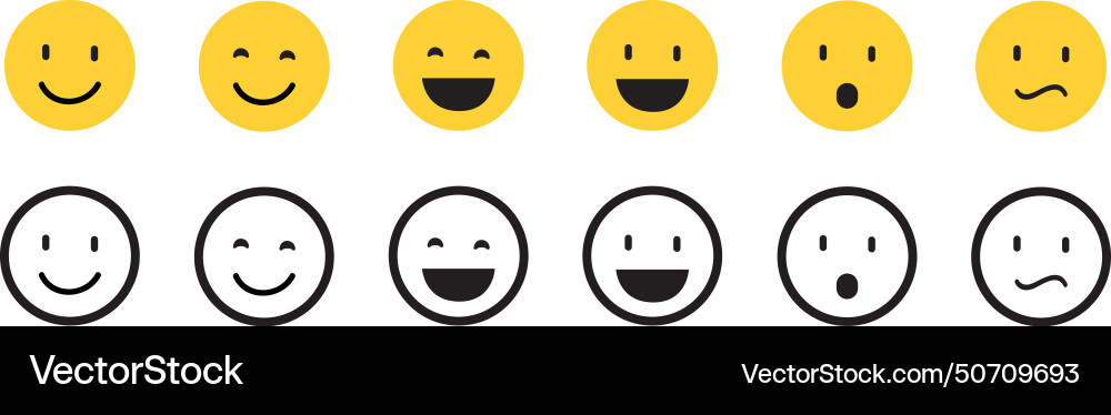 Happy smiley face or emoticon line art icon Vector Image