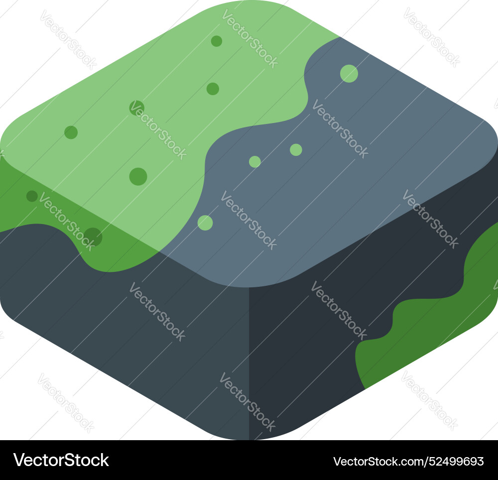 Isometric earth layer icon showing soil and ground
