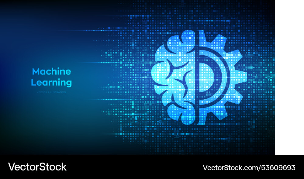 Machine learning icon made with binary code ai Vector Image