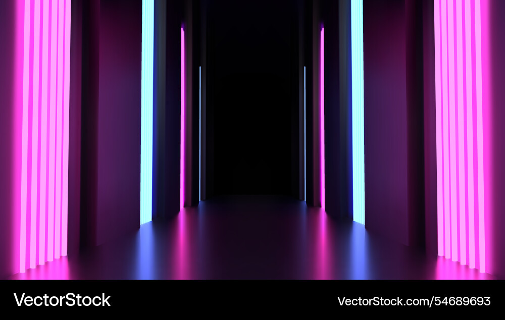 Neon background futuristic room stage led light Vector Image