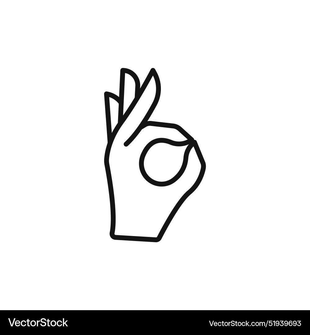 Ok gesture icon logo sign outline Royalty Free Vector Image