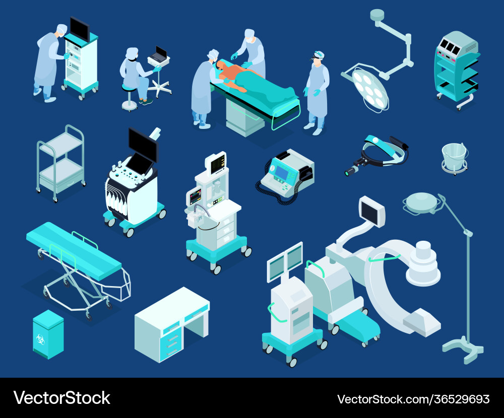 Operating room isometric set Royalty Free Vector Image