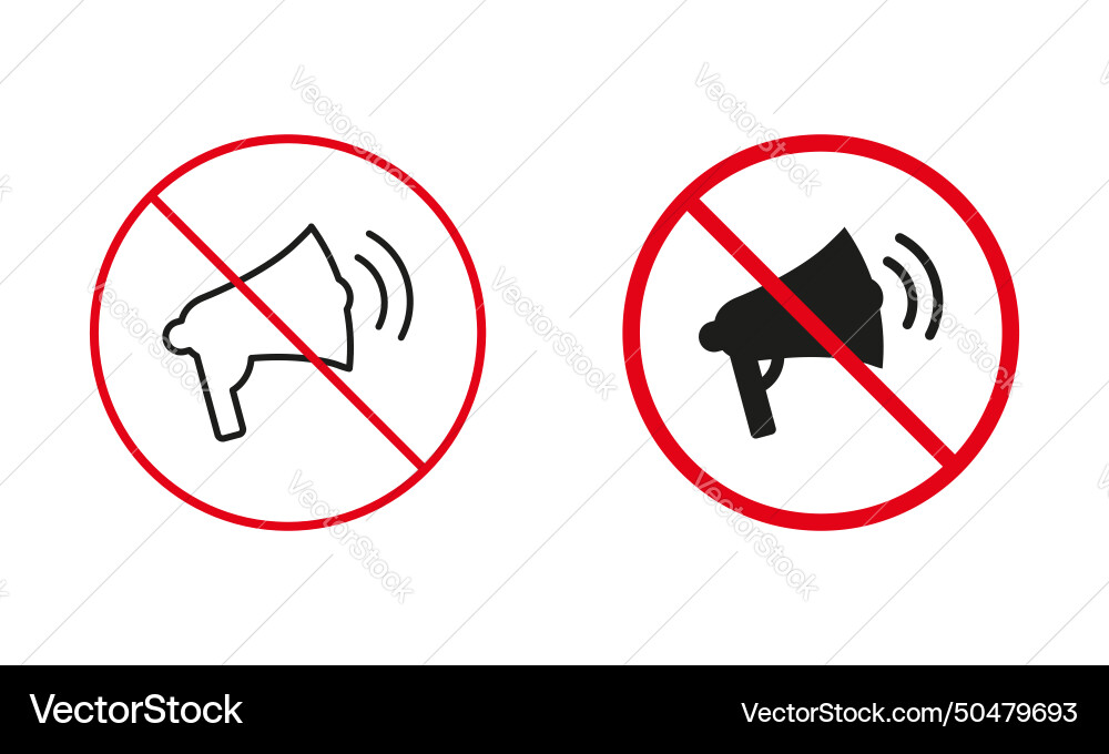Silent zone loud sound not allowed warning sign Vector Image
