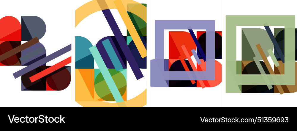 Square and round shape geometric poster set Vector Image