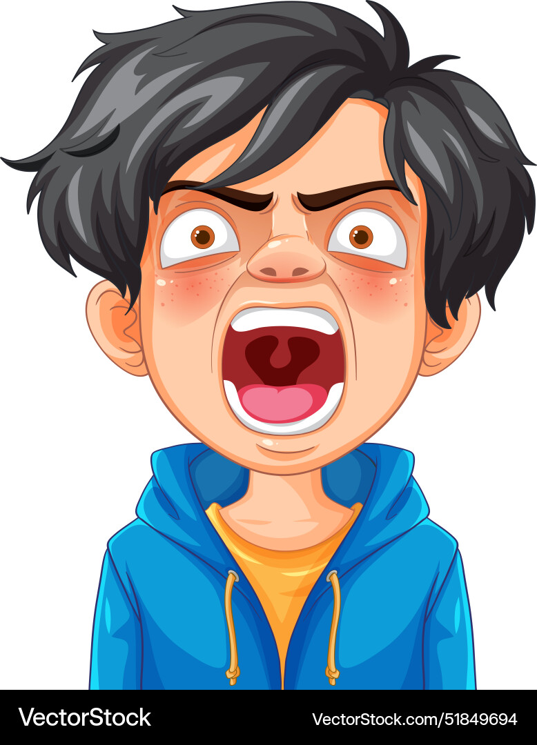 A boy expressing anger Royalty Free Vector Image