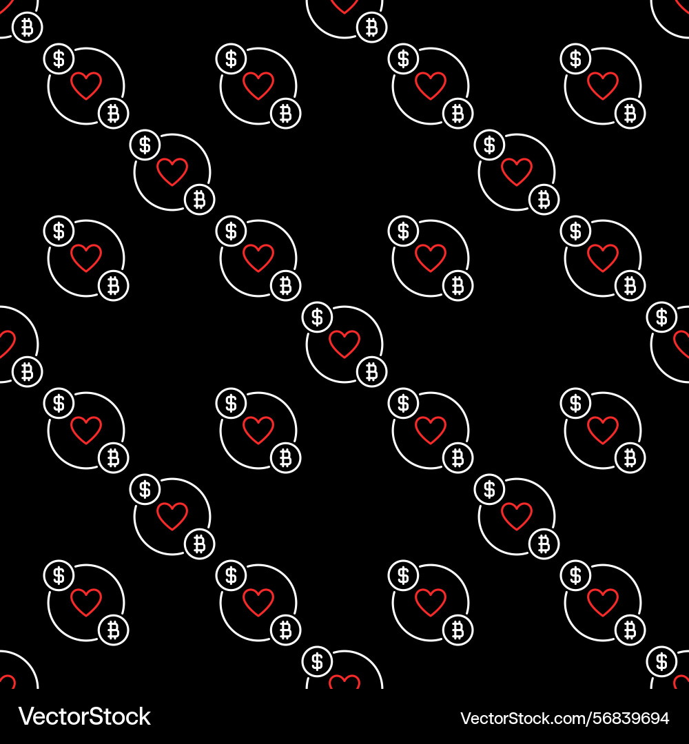 Btc and dollar with heart crypto traders Vector Image