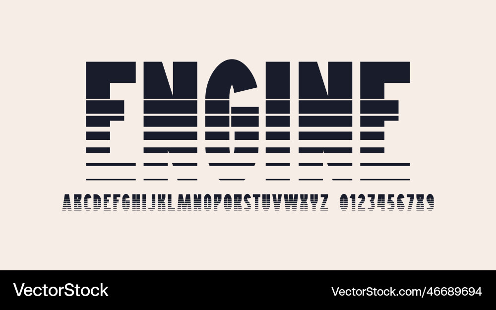 Decorative striped sans serif font Royalty Free Vector Image