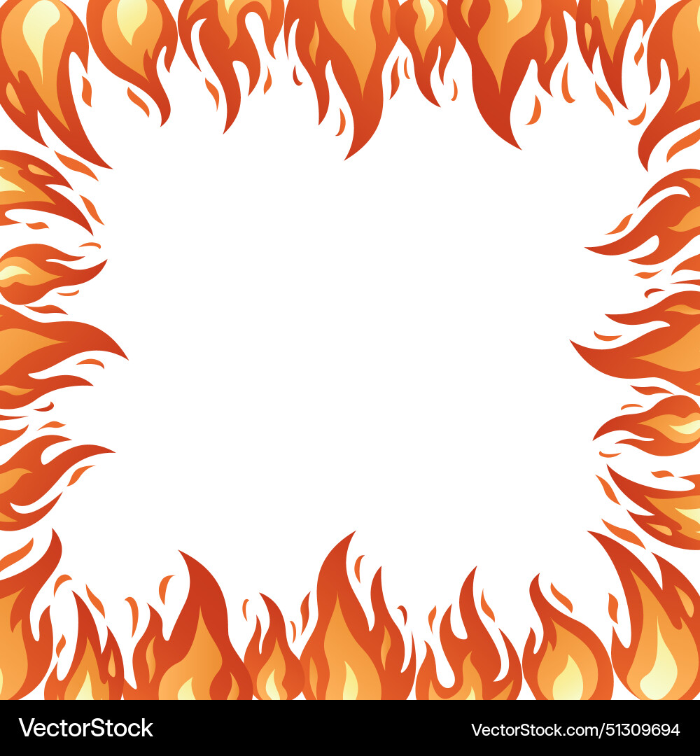 Flame square frame hand drawn isolated on white Vector Image