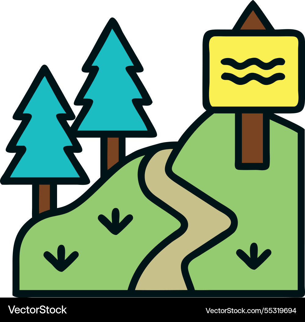 Hiking trail sign in forest Royalty Free Vector Image