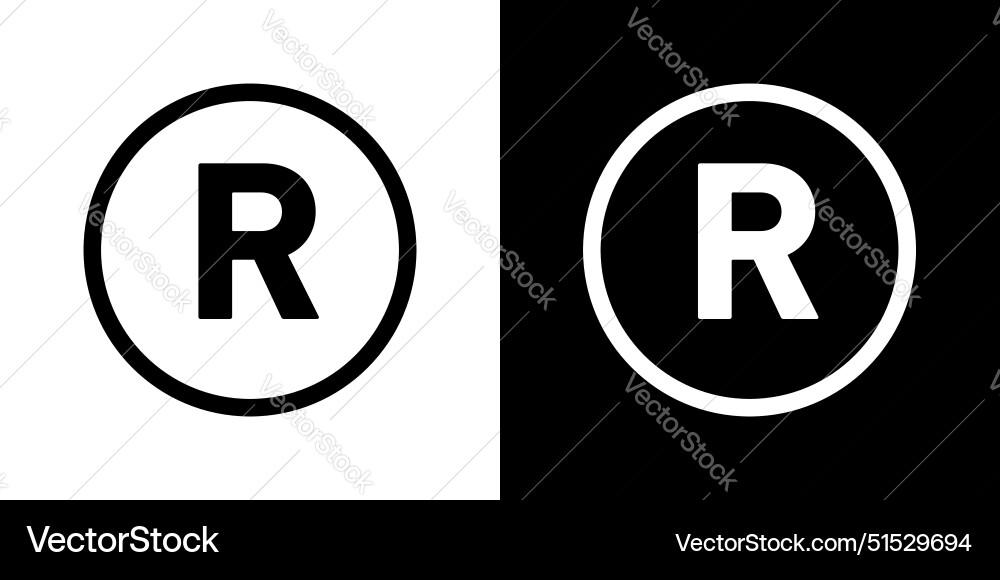 Registered icon set r register symbol copy right Vector Image