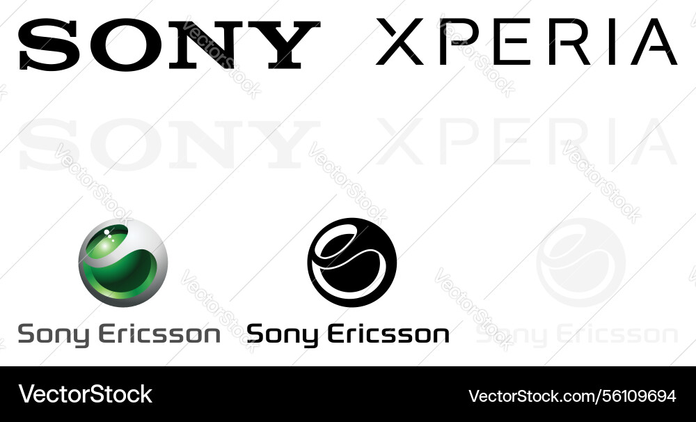 Sony mobile company brand official logo bundle Vector Image