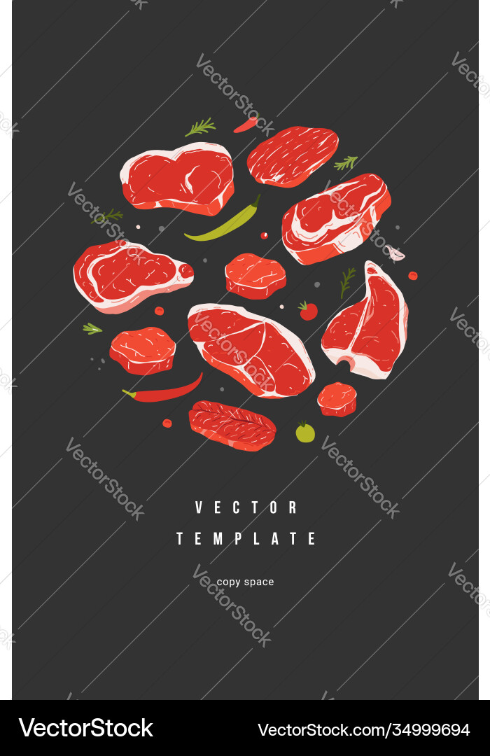 Steak poster template menu for steakhouse Vector Image