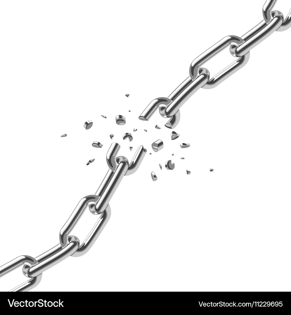 Broken steel chain links freedom concept Vector Image