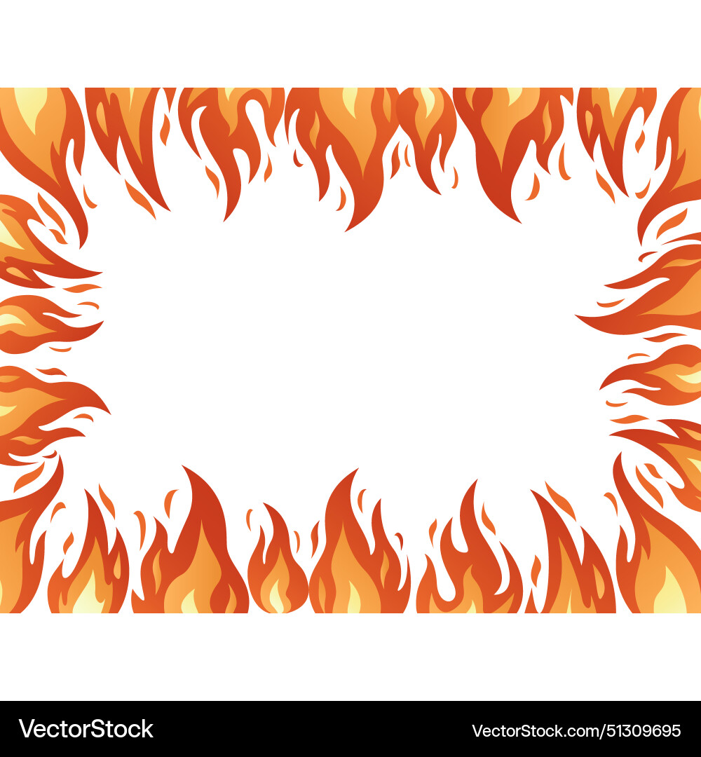 Fire frame border hand drawn isolated on white Vector Image