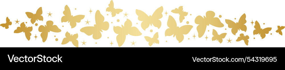 Gold butterfly border decorative Royalty Free Vector Image