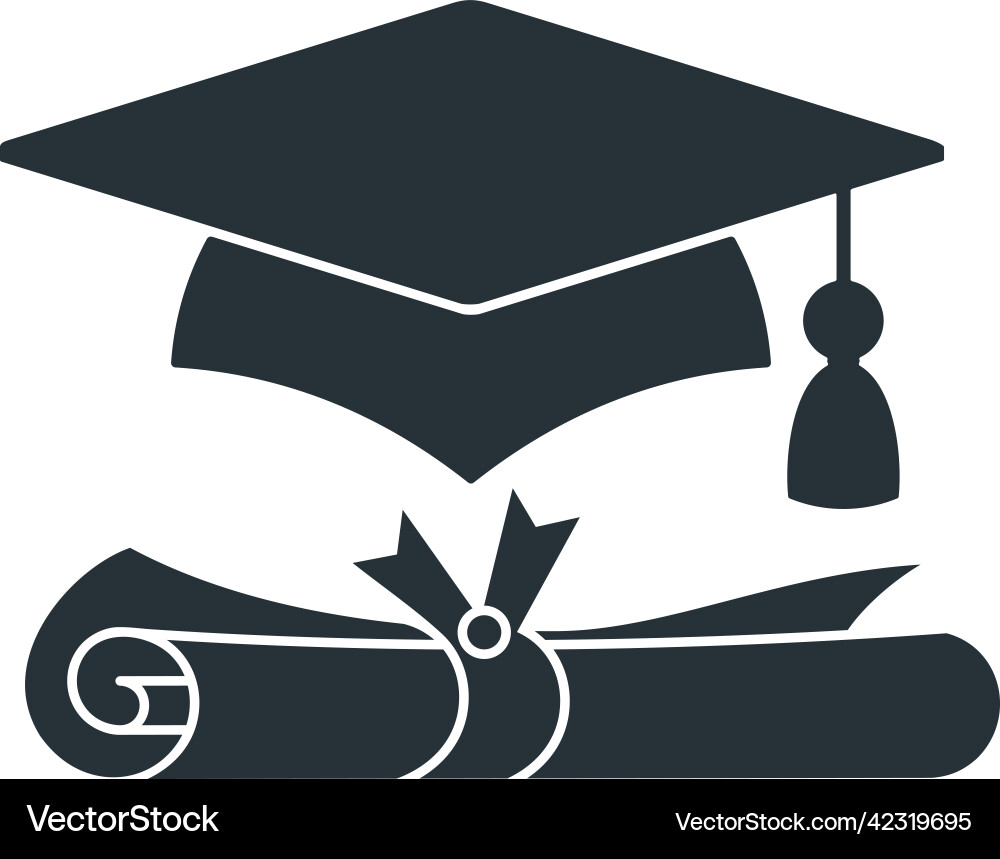 Graduation black logo university graduate cap Vector Image