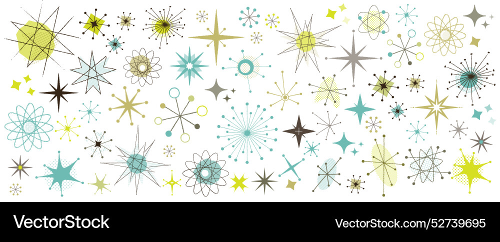 Mid-century modern retro-atomic stars Royalty Free Vector