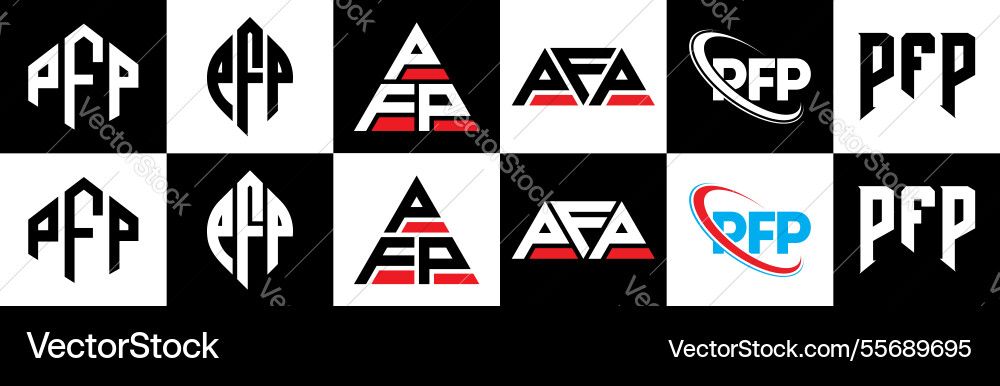 Pfp letter logo design in six style pfp polygon Vector Image